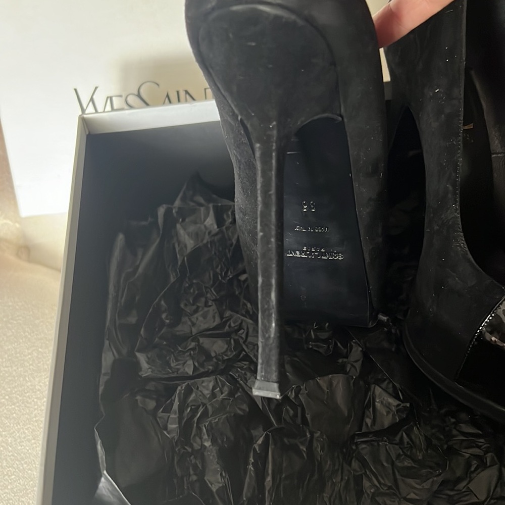 Ysl Pump Platform Tribute Black Suede And Leather - Gem
